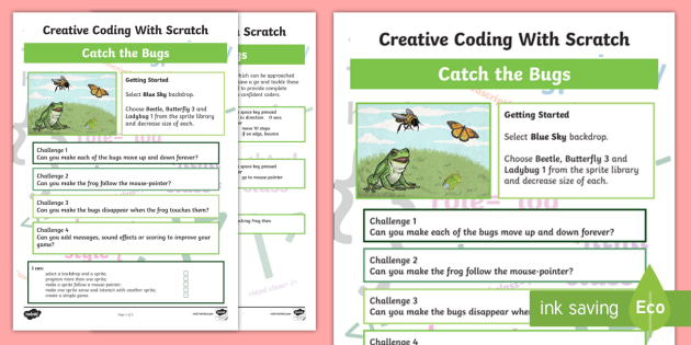 Catch the Bugs Scratch Worksheet / Worksheet