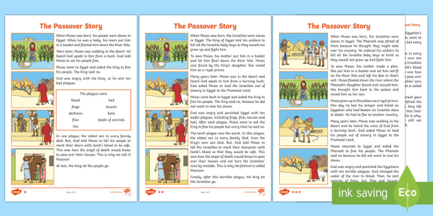 Passover Reading Comprehension Worksheet | Moses Passover