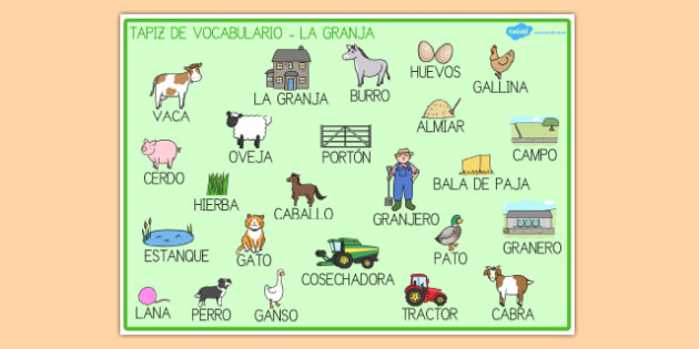 En la granja Tapices de vocabulario-Spanish (teacher made)