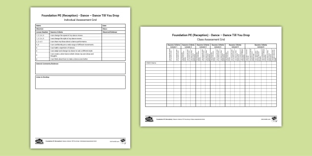 EYFS PE Dance Till You Drop Assessment Pack (teacher made)