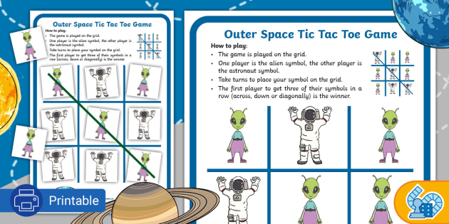 Outer Space Tic Tac Toe Printable Game for Space Activities