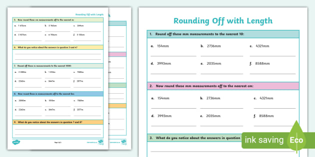 Rounding Off with Length Activity Sheet (teacher made)