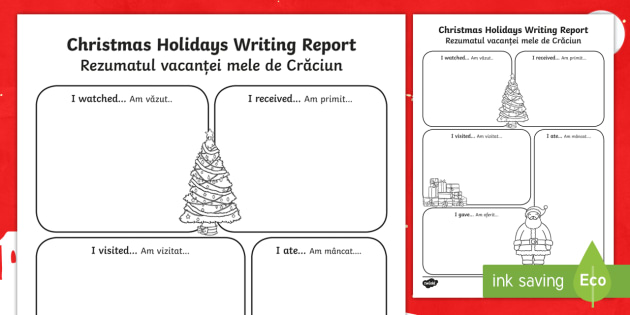 Christmas Holiday Report Writing Frame Activity English/Romanian