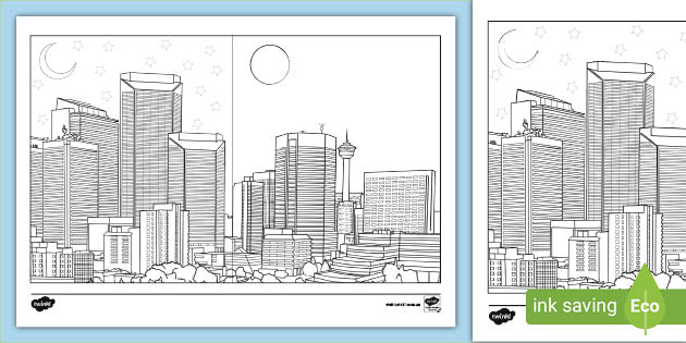 Warm and Cool Colours Cityscape Template (teacher made)