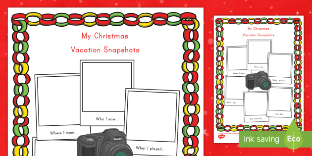 Christmas Vacation Snapshots Writing Frame - Christmas
