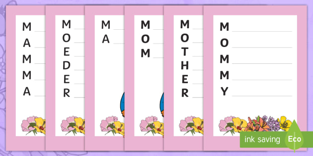 Mother's Day Flowers Acrostic Poem English/Afrikaans
