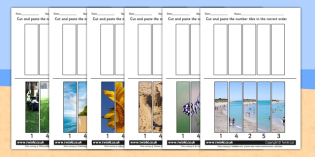 Summer Themed Number Sequencing Photo Puzzles