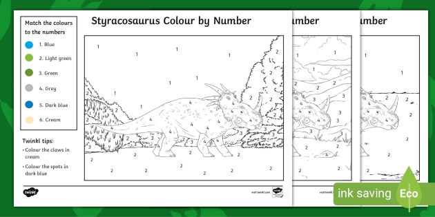 FREE! - Styracosaurus Colour by Number Pages (teacher made)