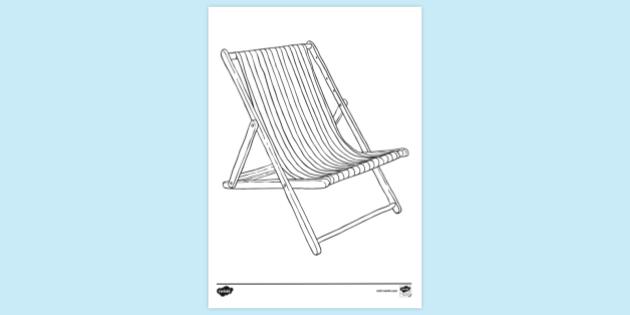 Deck Chair On Beach Colouring Sheet | Colouring Pages