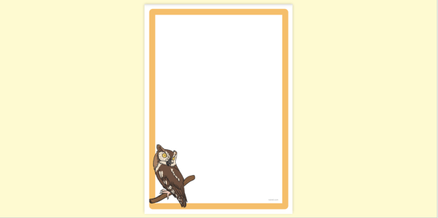 FREE! - Simple Blank Hooting Owl Page Border | Page Borders | Twinkl