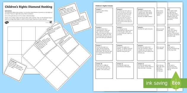 Children's Rights Diamond Ranking Activity