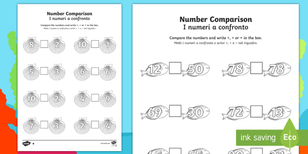 Under the Sea Differentiated Number Comparison Worksheet / Worksheet