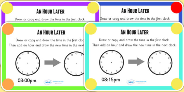 An Hour Later Time Challenge Cards (teacher made)