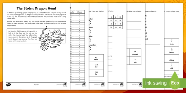 The Mystery of the Stolen Dragon Head Math Game