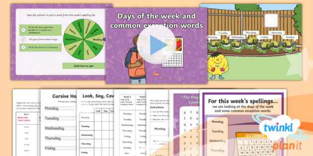 PlanIt Y1 Term 2A W6: Days of the Week Spelling Pack