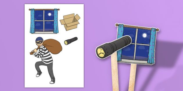 Burglar Stick Puppets (teacher made)
