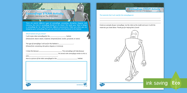 Camouflage STEAM Activity to Support Learning on The Wild Robot