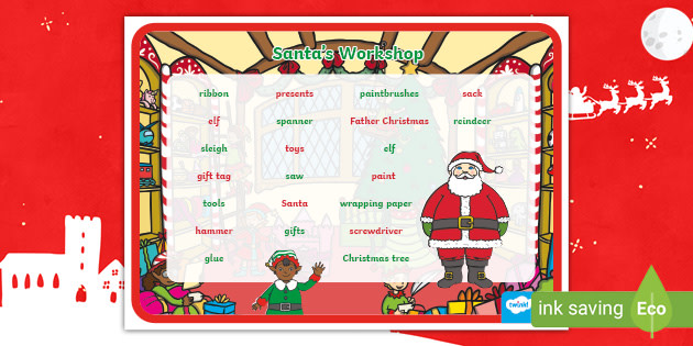 Santa's Workshop Word Mat (teacher made)
