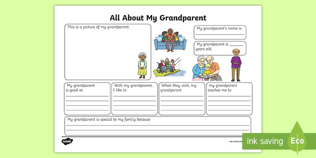 * NEW * All About My Grandparent Worksheet