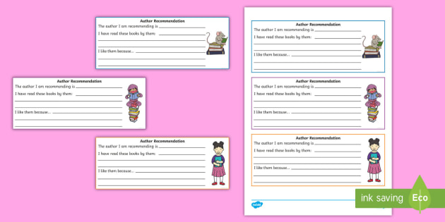 * NEW * Author Recommendation Cards - book reviews, reading for