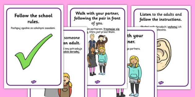 Local Walk Rules Posters Polish Translation (teacher made)