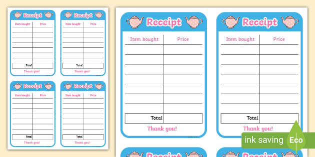 Afternoon Tea Role Play Receipt (teacher made)