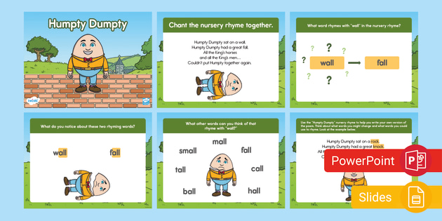 Humpty Dumpty Rhyming Practice PowerPoint