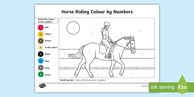 FREE! - Horse Riding Colour by Number Activity