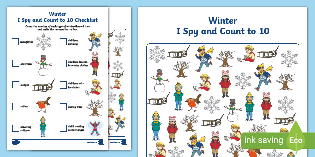 Winter I Spy and Count Activity to 10