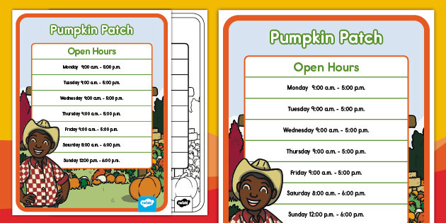 Pumpkin Patch Dramatic Play Hours Sign | Halloween Basics