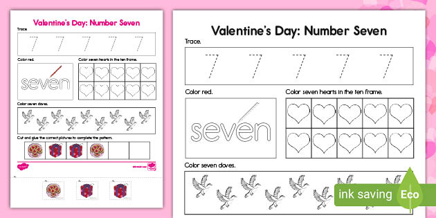 Valentine’s Day Number Seven Activity for Kids | Twinkl