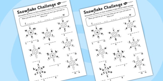 Snowflake Scramble Worksheet / Worksheet