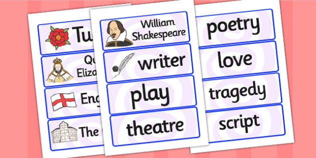 William Shakespeare Word Cards