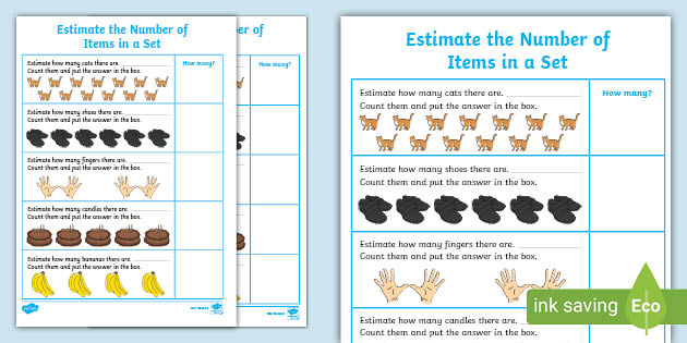 Estimate the Number of Items in a Set Worksheets