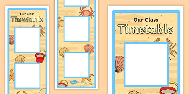 Large Seaside Themed Vertical Visual Timetable