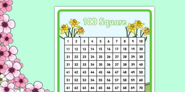 Spring Theme 100 Number Square (teacher made)