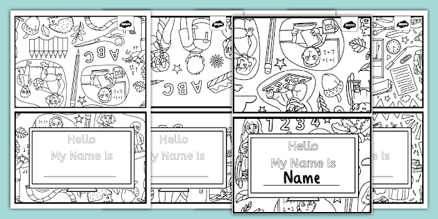 hello kids name coloring pages