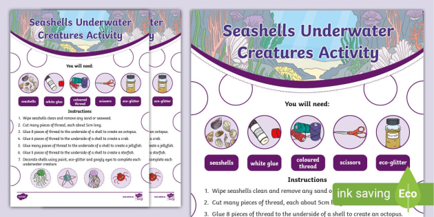 Seashell Underwater Creatures Activity (teacher made)