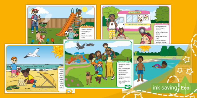 I Spy Summer Scenes and Question Prompts for Parents