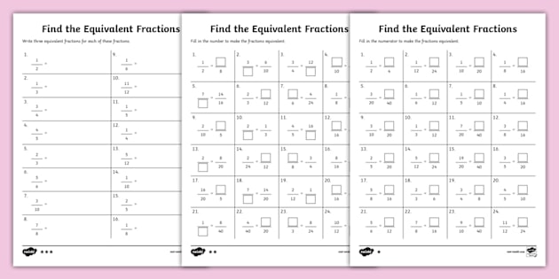 4th Grade Equivalent Fractions • Twinkl.com