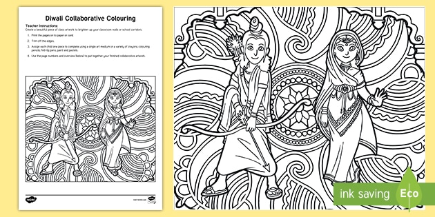 KS1 Diwali Collaborative Colouring (teacher made)