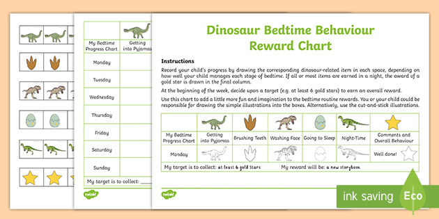 Dinosaur-Themed Bedtime Behaviour Reward Chart