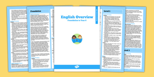 FREE! - AusVELs Victorian Curriculum Foundation to Level 6 English Overview