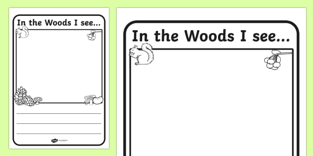 In the Woods I See Writing Frame - ESL Woodland Writing