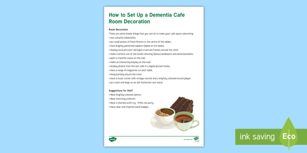How to Set Up a Dementia Cafe: Room Decoration Fact Sheet