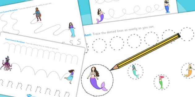 The Little Mermaid Pencil Control Sheets - fine motor skills