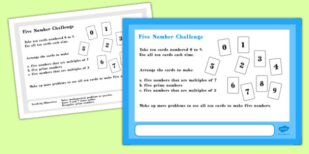 Five Number Maths Challenge A4 Display Posters