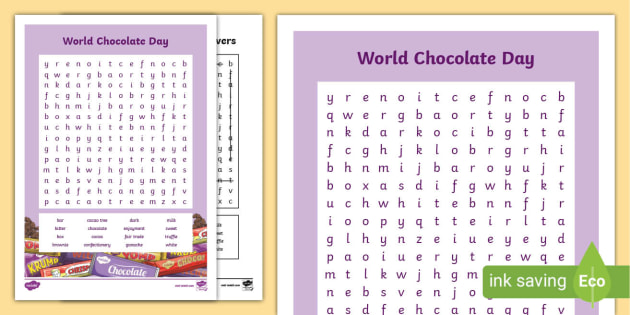 World Chocolate Day Word Search (teacher made)