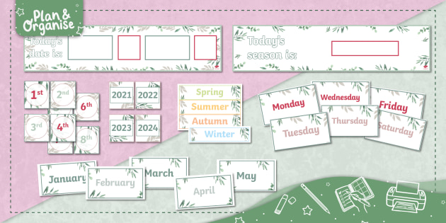 Botanical Themed Calendar Display Pack (teacher made)