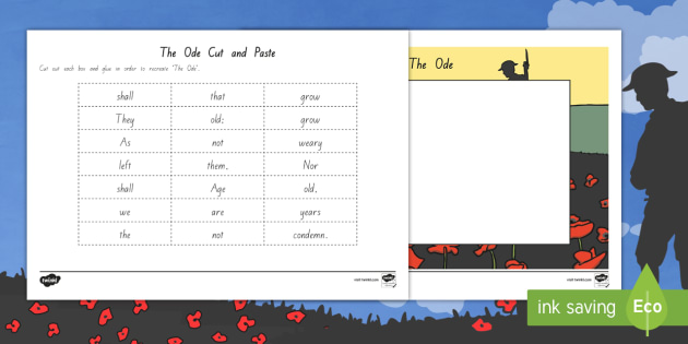 The Ode Cut and Paste Worksheet / Worksheet